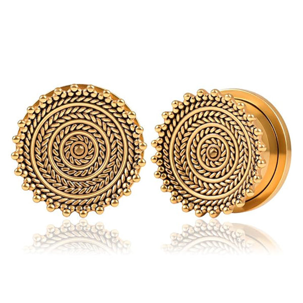 Beaded Gold Screw-On Plugs | Tulsa Body Jewelry