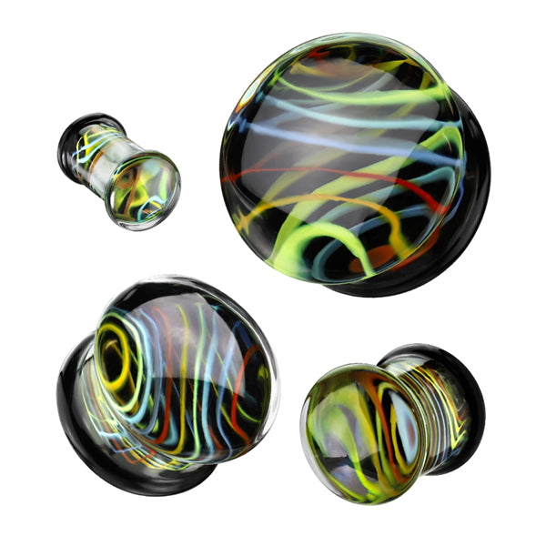 Rainbow Swirl Glass Plugs | Tulsa Body Jewelry