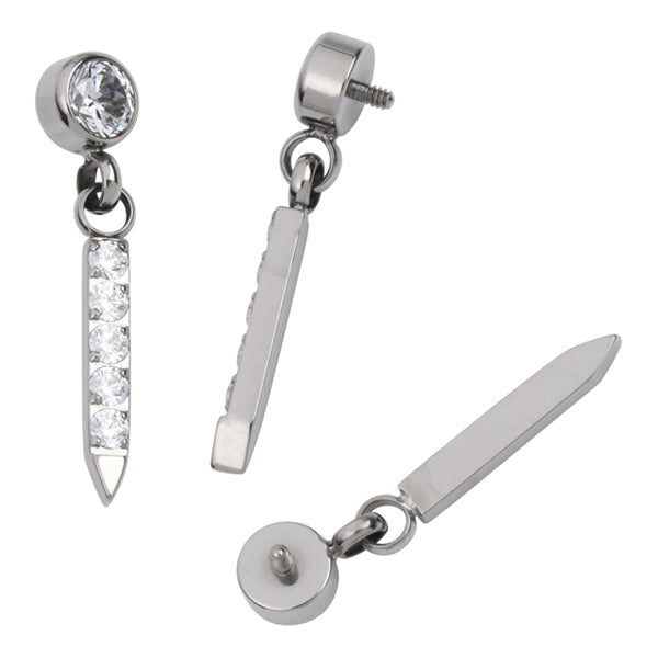 16g CZ Spike Dangle Titanium End | Tulsa Body Jewelry
