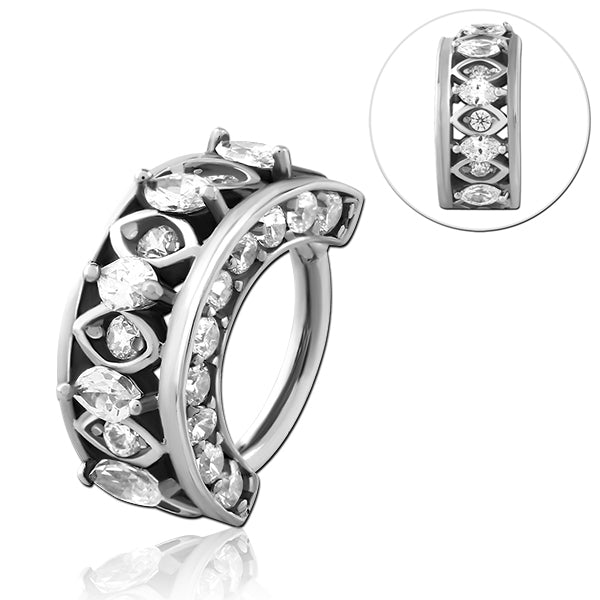 CZ Jewelled Stainless Hinged Ring | Tulsa Body Jewelry