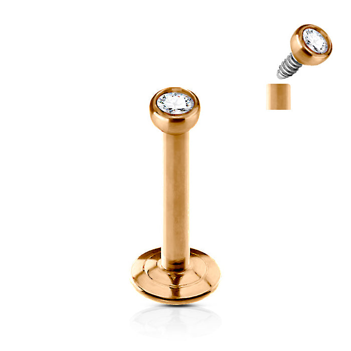 18g Rose Gold Microgem Labret | Tulsa Body Jewelry