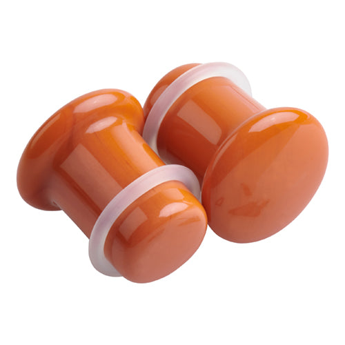 Orange Glass Single Flare Plugs | Tulsa Body Jewelry
