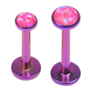 16g Titanium Bezel-set 3mm Opal Labret | Tulsa Body Jewelry