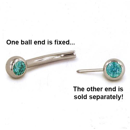 16g Threadless CZ Curved Barbell Post by NeoMetal | Tulsa Body Jewelry